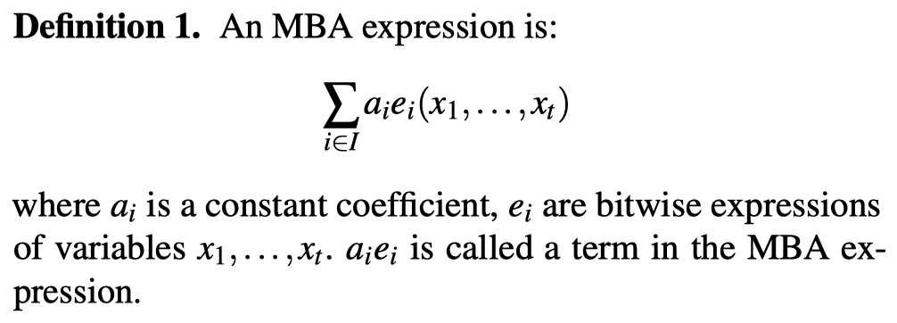 【论文笔记】MBA-Blast: Unveiling and Simplifying Mixed Boolean-Arithmetic Obfuscation | GANGE666's Blog